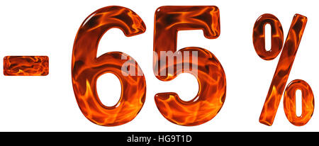 Percent off. Discount. Minus 65, sixty five, percent. Metal numeral ...
