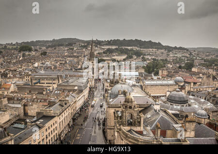 Bath city UK, aerial view of the city of Bath at twilight on a winter ...