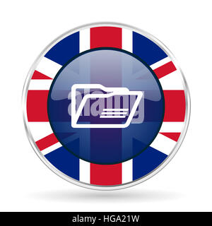 Computer folder icon with British flag. 3D rendering isolated on white ...