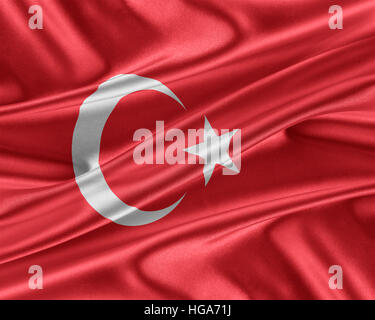 Turkey flag with a glossy silk texture Stock Photo - Alamy