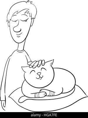 Man cat coloring book vector illustration. Catman dressed in a suit and ...