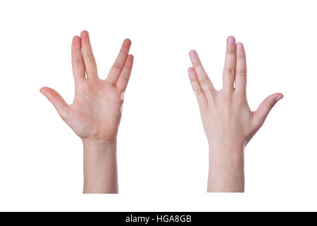 Hand gesture for the Vulcan greeting - Mr Spock famous gesture from the ...