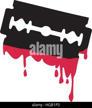 Razor blade with blood Stock Photo - Alamy