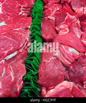 Variety of raw beef meat steaks for grilling with seasoning and ...