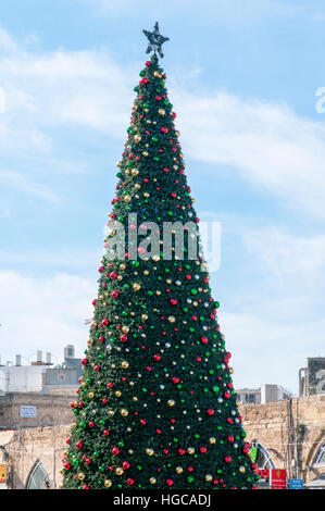 Large New Year tree with decorations in shopping mall Stock Photo - Alamy