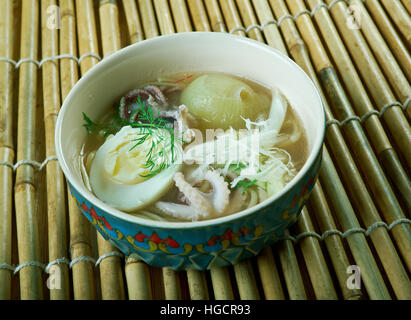 Mohinga rice noodle and fish soup from Myanmar.Burmese cuisine Stock ...