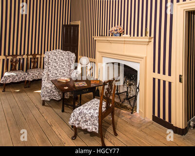 The parlor of the George Wythe House in Colonial Williamsburg, Virginia ...