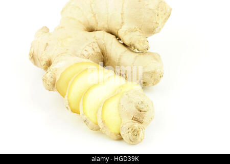 Ginger root (Zingiber officinale) on White background, Zinjgiberaceae ...
