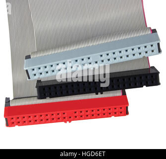 IDE connectors and ribbon cables for hard drive on PC computer ...