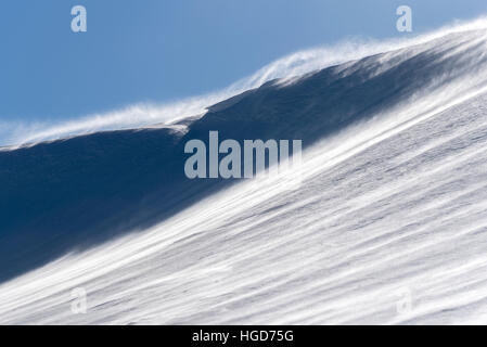 Windblown snow, also known as spindrift, Wallowa Mountains, Oregon ...