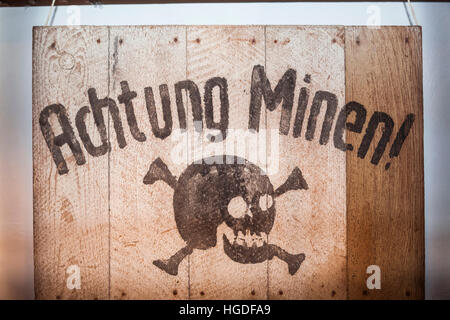 German Second World War mine warning sign, Achtung Minen Stock Photo ...