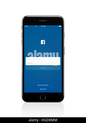 Apple iPhone 7 Plus with Facebook login screen on its display Stock ...
