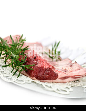 Lamb Frenched Rack 4 rib bone Stock Photo - Alamy