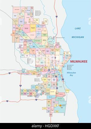 Modern City Map - Milwaukee Wisconsin city of the USA with ...