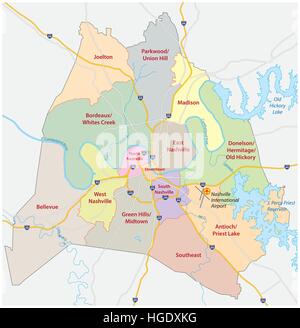 Davidson County (Tennessee) outline map set Stock Vector Image & Art ...