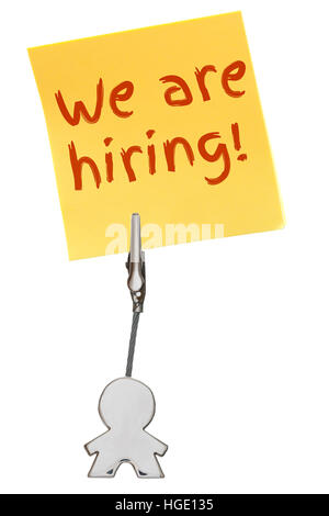 We are hiring We are hiring White note with handwritten text in red ...