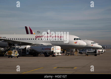 Germanwings passenger jets at Stuttgart Airport in Stuttgart, Germany ...