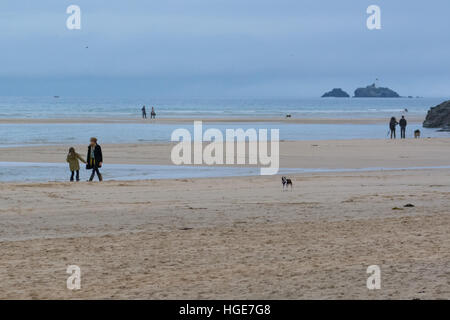 Hayle, Cornwall, UK. 8th January 2017. UK Weather. Mild temperatures ...
