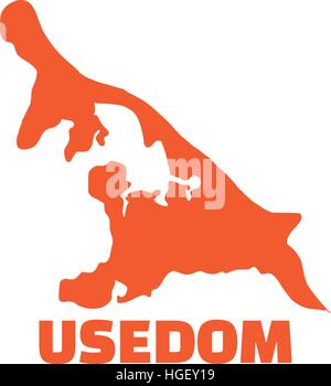 Usedom island (Baltic Sea, Germany, Poland) map vector illustration ...