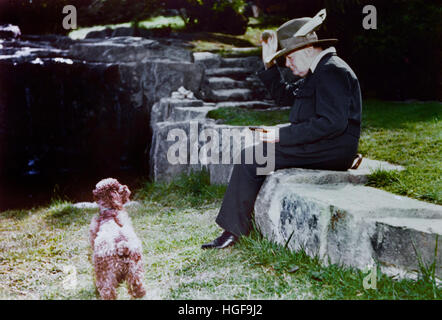 Winston Churchill in the grounds of Chartwell with his friend Ralph ...