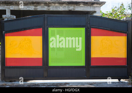 Emblem of Mauritius Football Club at entrance. Mahebourg, Mauritius ...
