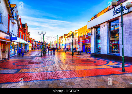 Scunthorpe Town centre, Lincolnshire UK England shops stores shoppers ...