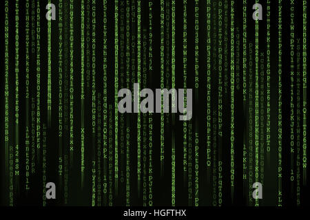 Matrix background with the green symbols Stock Photo - Alamy