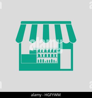 Tent shop icon. Gray background with green. Vector illustration Stock ...