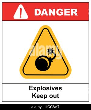 Isolated warning sign with a silhouette of a missile Stop war concept ...