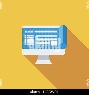 Monitor whit blueprint icon vector. Flat icon isolated on the white ...