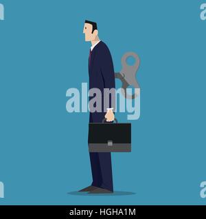 Businessman with wind-up key in his back, VECTOR, EPS10 Stock Vector ...