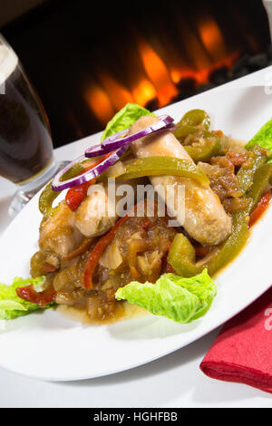A traditional Greek dish of Sausage Casserole and Peppers, Spetsofai ...
