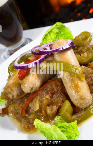 A traditional Greek dish of Sausage Casserole and Peppers, Spetsofai ...