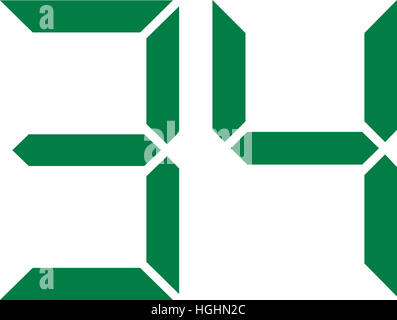 Numeral 34, thirty four, isolated on white background, 3d render Stock ...