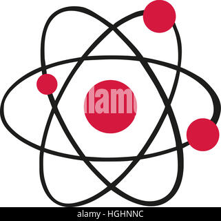 Atom icon on red Stock Photo - Alamy
