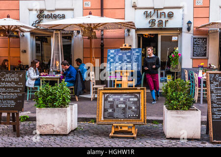 Wine bar - restaurant ("Enoteca Trastevere") at Trastevere, Rome, Italy ...