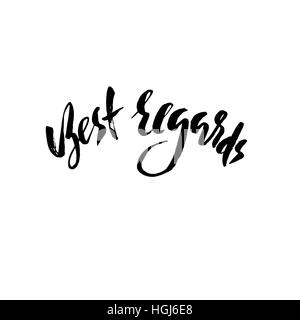 Best Regards hand drawn lettering. Handwritten calligraphy vector ...