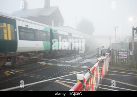 Angmering railway station in west sussex viewed from the level crossing ...