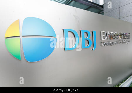 A Development Bank of Japan signboard on display outside its head ...