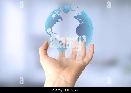 earth globe floating over hand Stock Photo - Alamy