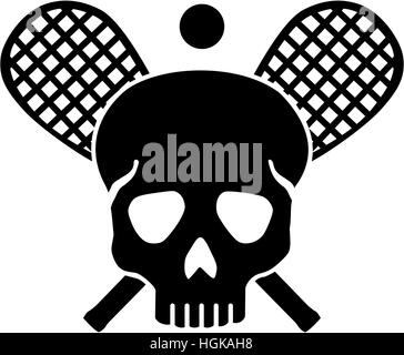 Crossed tennis rackets with skull Stock Photo - Alamy