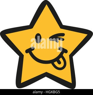 Funny cartoon star blinking Stock Photo - Alamy