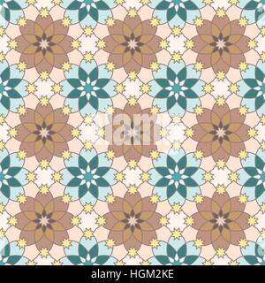Floral seamless vector pattern. Islamic seamless mosaic. Blue beige red ...