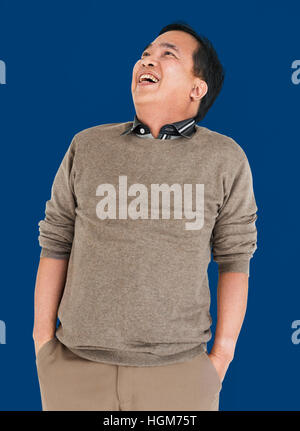 Asian Man Lean Back Laughing Concept Stock Photo - Alamy