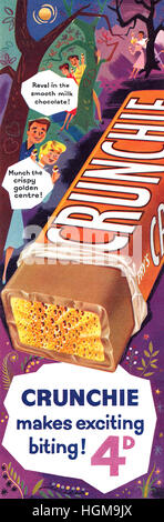 1956 British advertisement for Fry's Crunchie chocolate bar Stock Photo ...