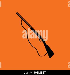 Hunting gun icon. Orange background with black. Vector illustration ...