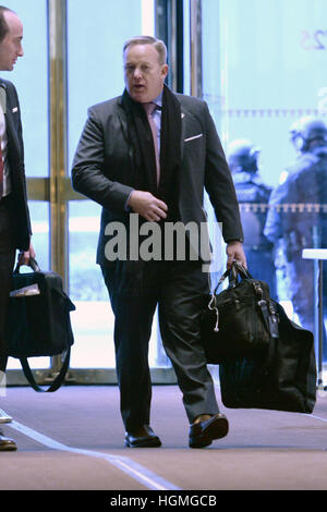 Sean Spicer, incoming White House Press Secretary, is seen arriving in ...