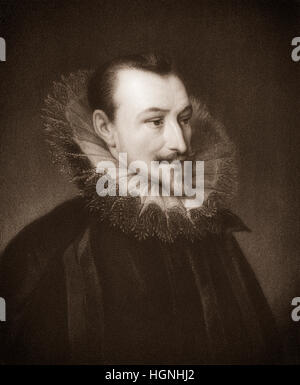 Portrait of Edmund Spenser, ca. 1552 - 1599, an English poet ...
