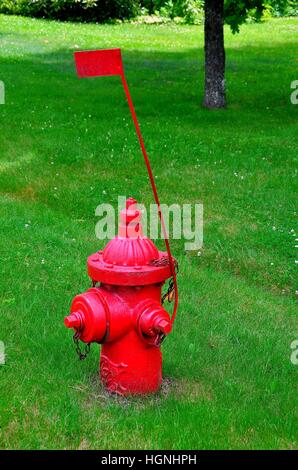 Red fire hydrant with snow flag, Vail, Colorado Stock Photo - Alamy