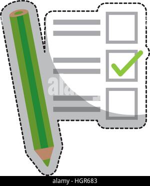 pencil with checklist and checkmark over white background. vector ...